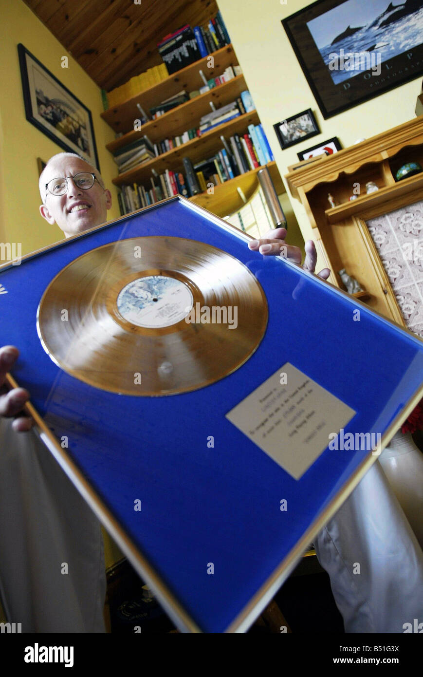 Lindisfarne drummer Ray Laidlaw with one of his gold records 31 08 05 ...