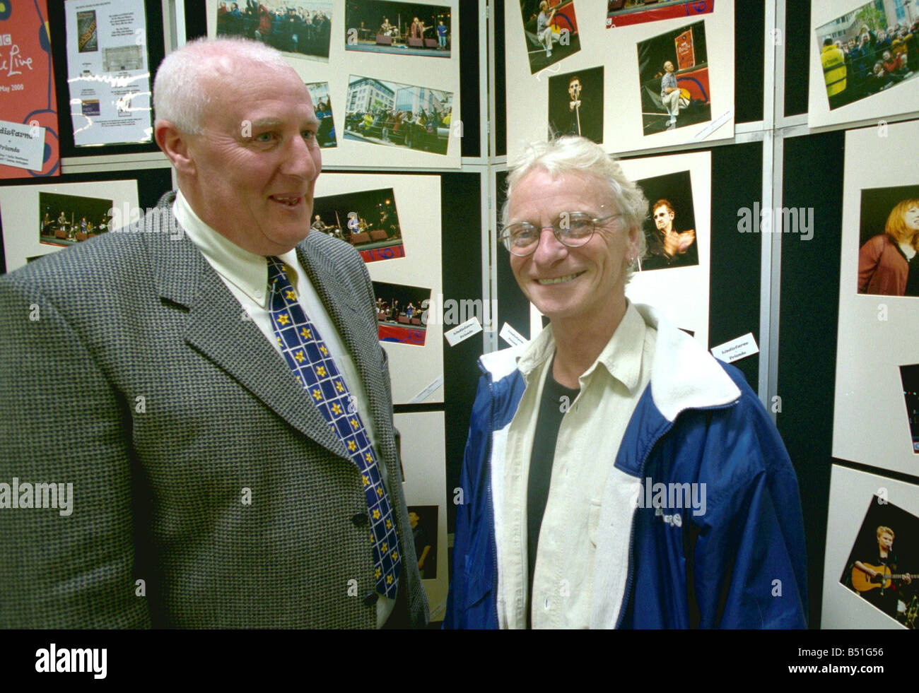 Bill Scott left with his pictures of members of the group Lindisfarne ...