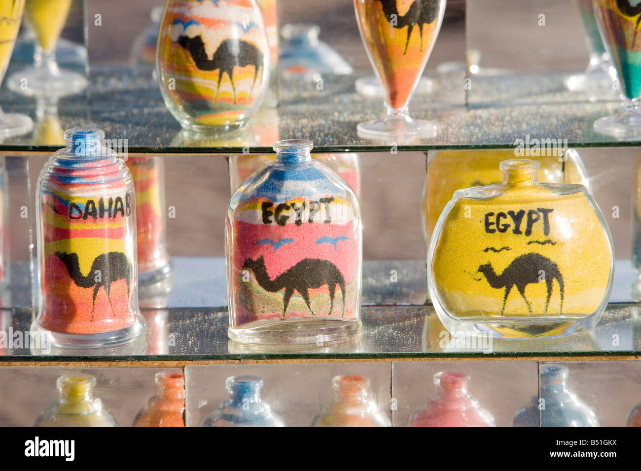 Sand patterns in a jar for sale in Dahab on the Red Sea in the Sinai ...