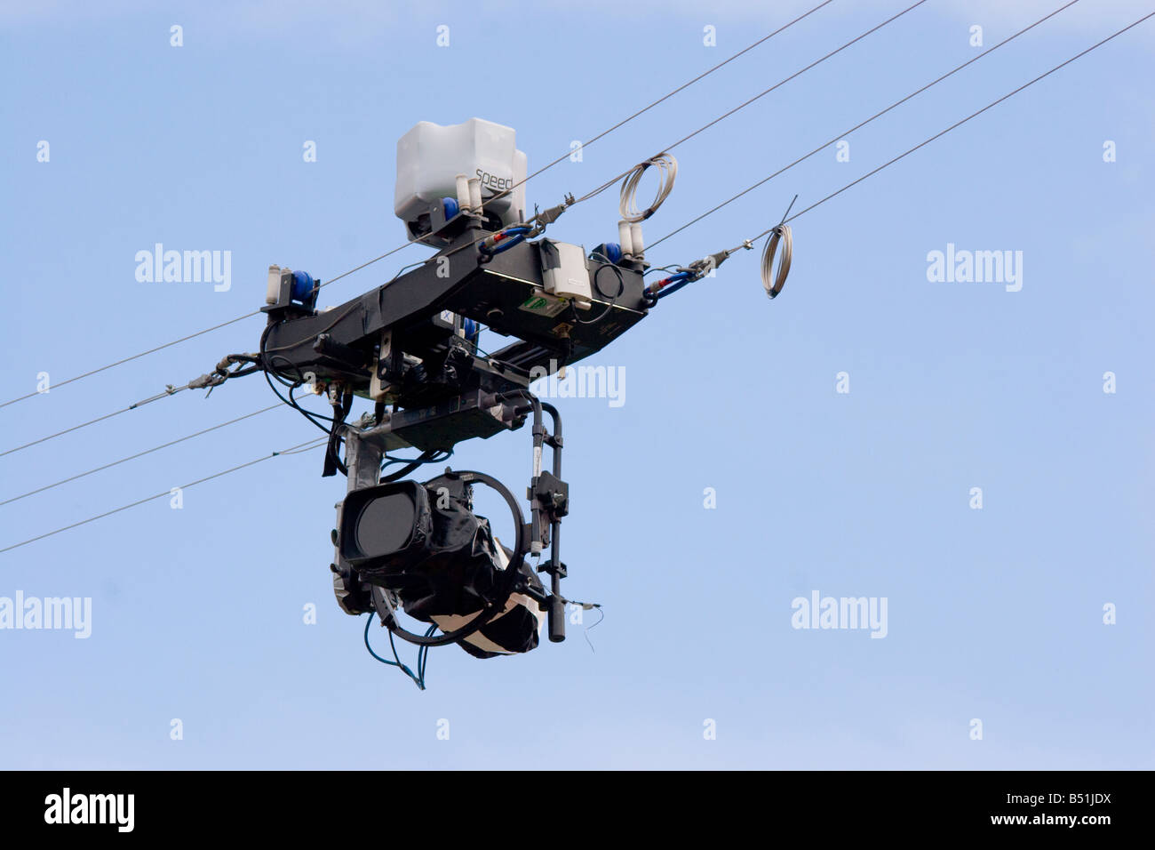 Flycam used in the stadium Stock Photo - Alamy