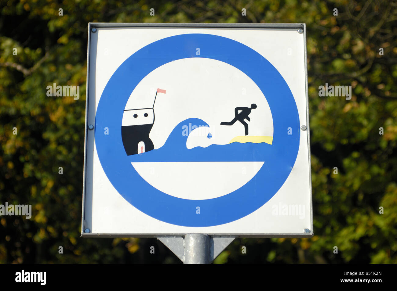 sign: danger from high ship waves Stock Photo - Alamy
