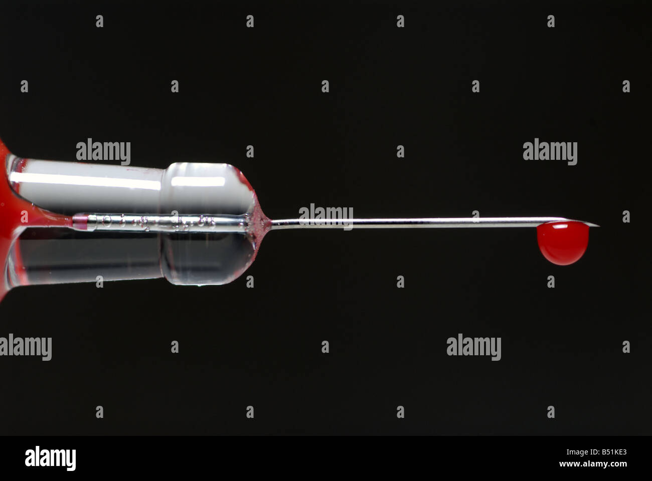 Syringe with a drop of blood Stock Photo - Alamy