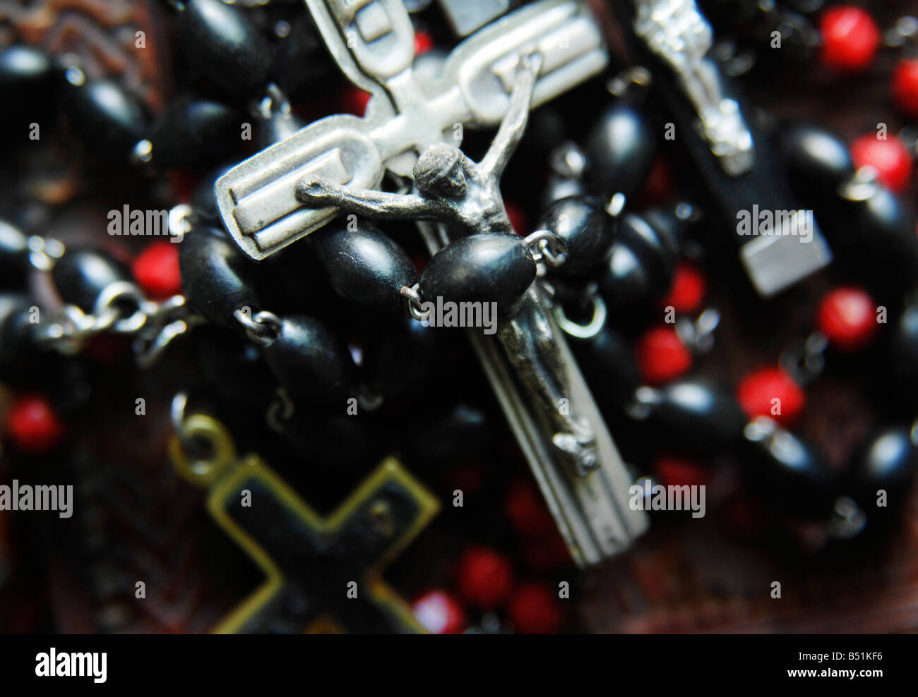 Crucifix and Rosary Beads Stock Photo - Alamy