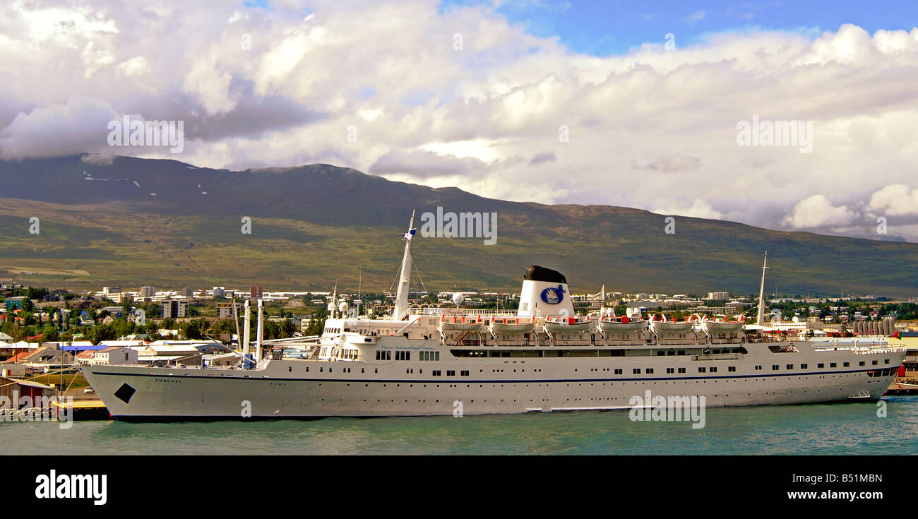 Cruise Ship MV Funchal in the Port of Akureyr Stock Photo - Alamy
