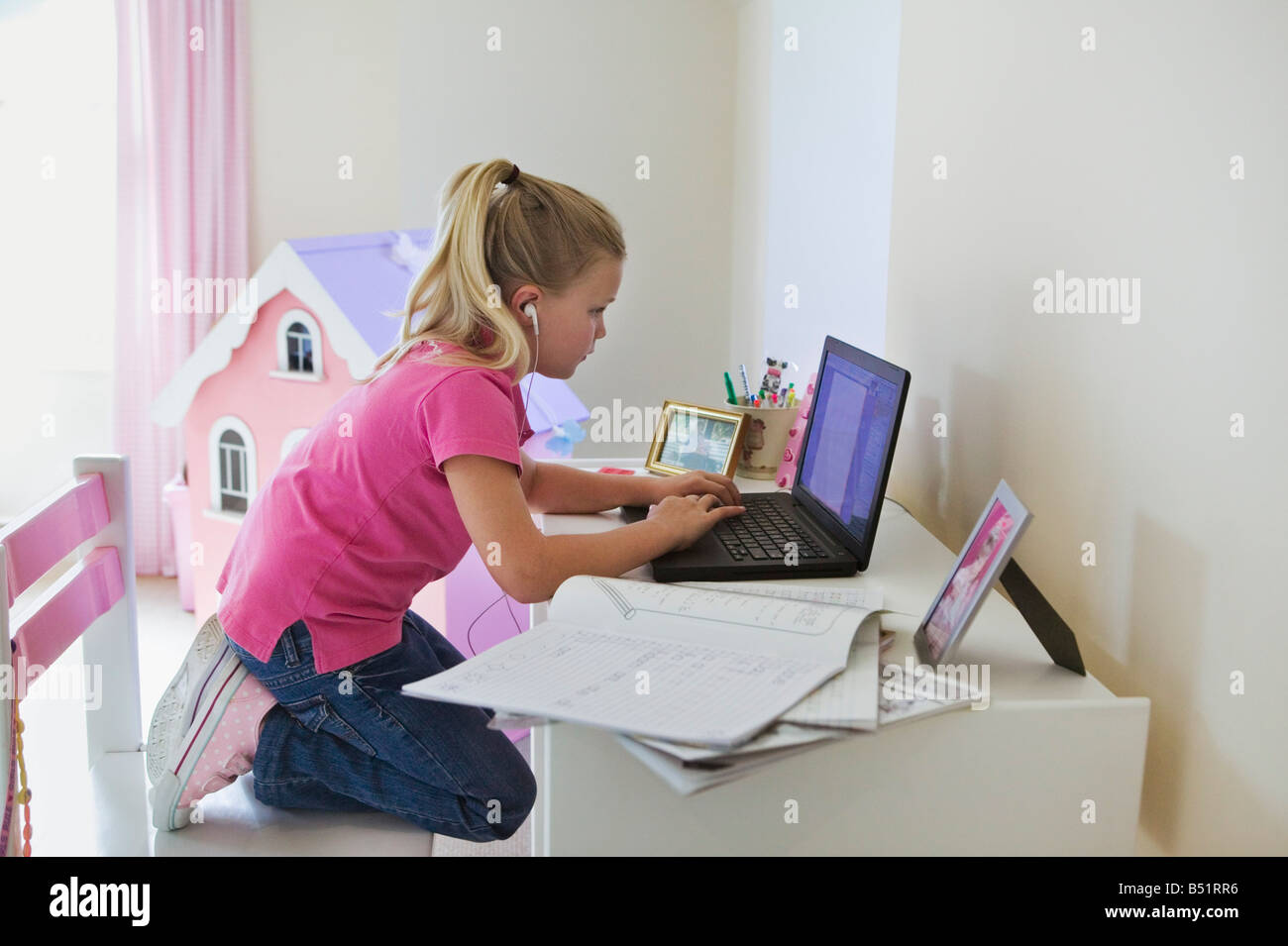 Girl Doing Her Homework Stock Photo - Alamy
