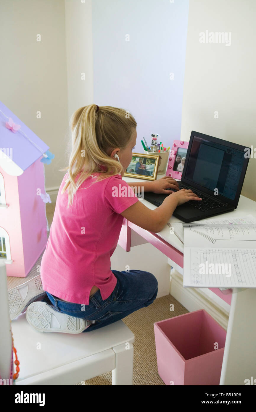 Young Girl Doing Her Homework Stock Photo - Alamy