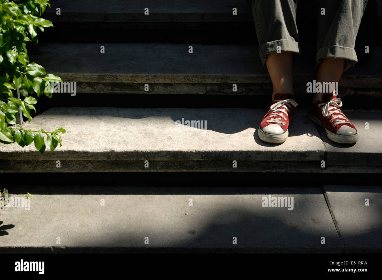Woman's Feet on Stairs Stock Photo - Alamy