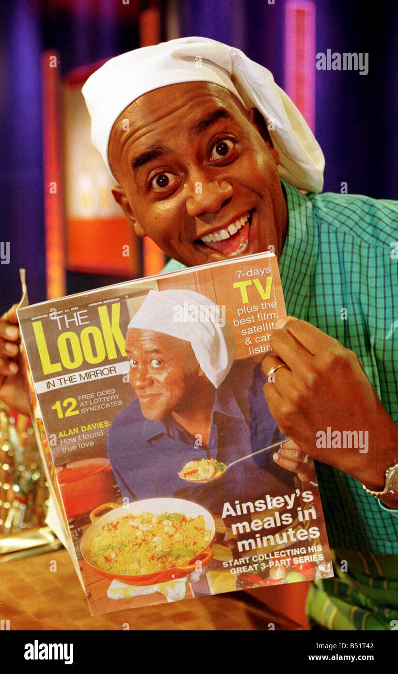 TV chef Ainsley Harriott with Mirror Look mag Jan 1998 Stock Photo - Alamy