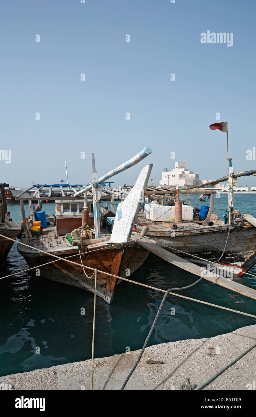 Doha fishing dhows at the old Dhow harbour Stock Photo - Alamy
