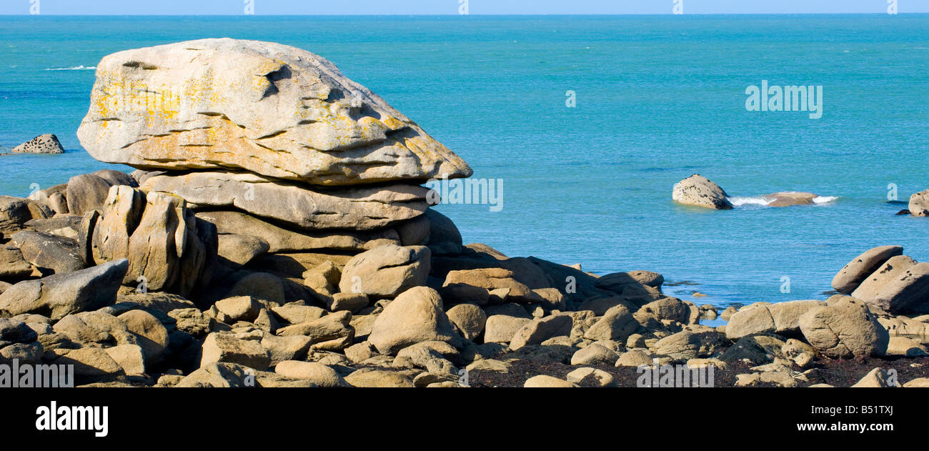 Rock on the beach in Finistere in Brittany in France Stock Photo - Alamy
