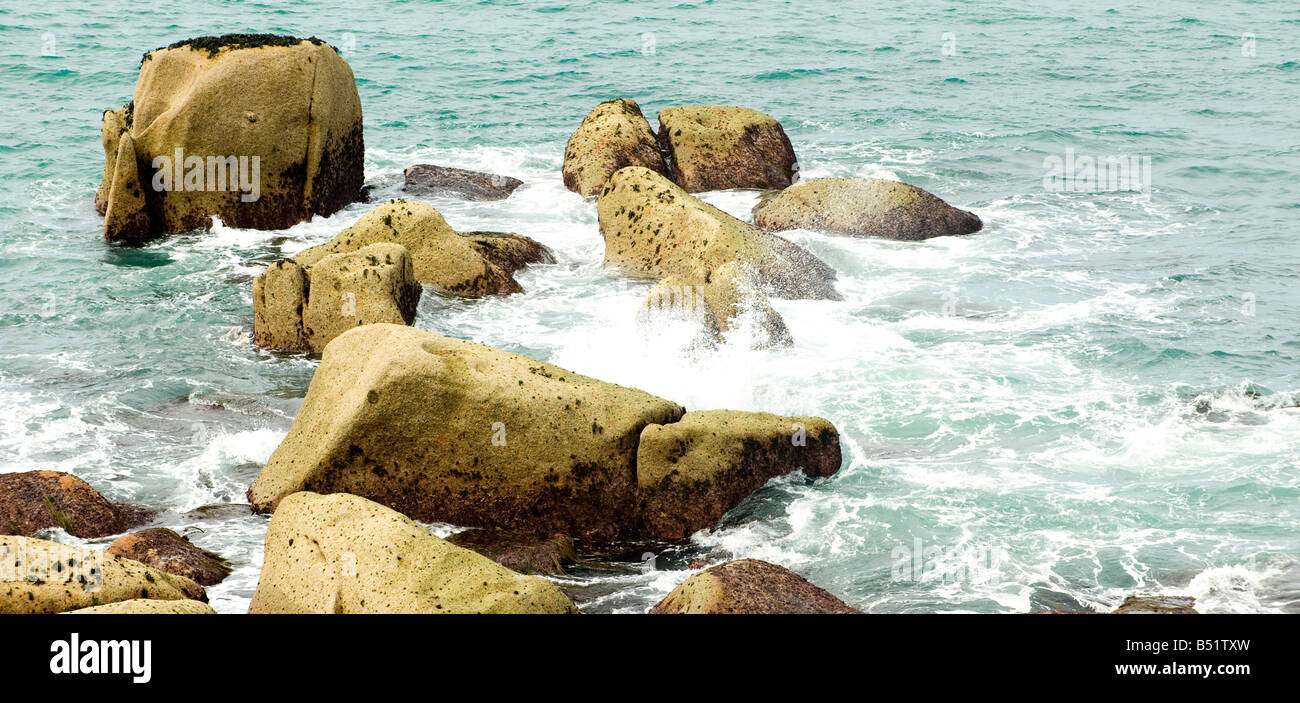 Rock on the beach in Finistere in Brittany in France Stock Photo - Alamy