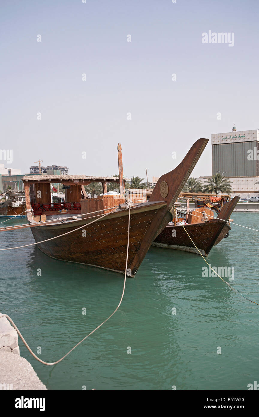 Doha fishing dhows at the old Dhow harbour Stock Photo - Alamy