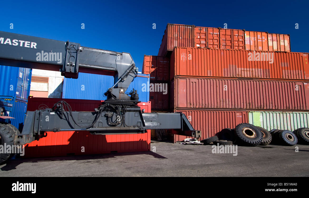 loading of containers at harbour Stock Photo - Alamy