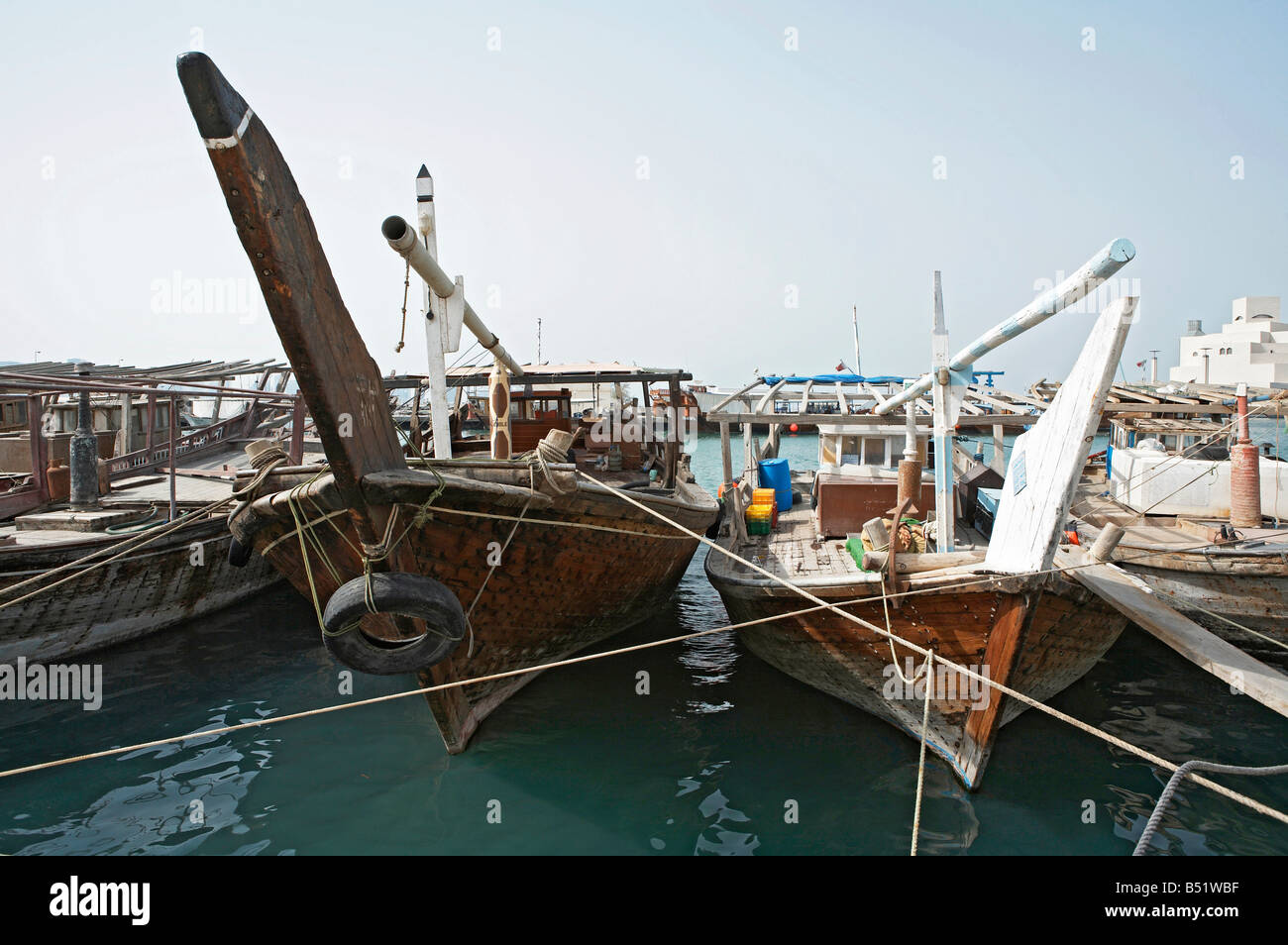 Doha fishing dhows at the old Dhow harbour Stock Photo - Alamy