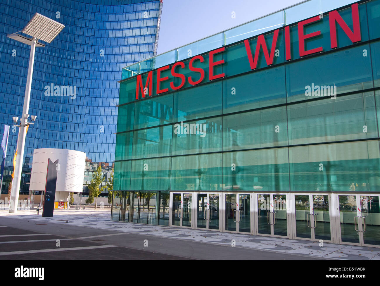 Fair glass fassade office building messe wien hi-res stock photography ...