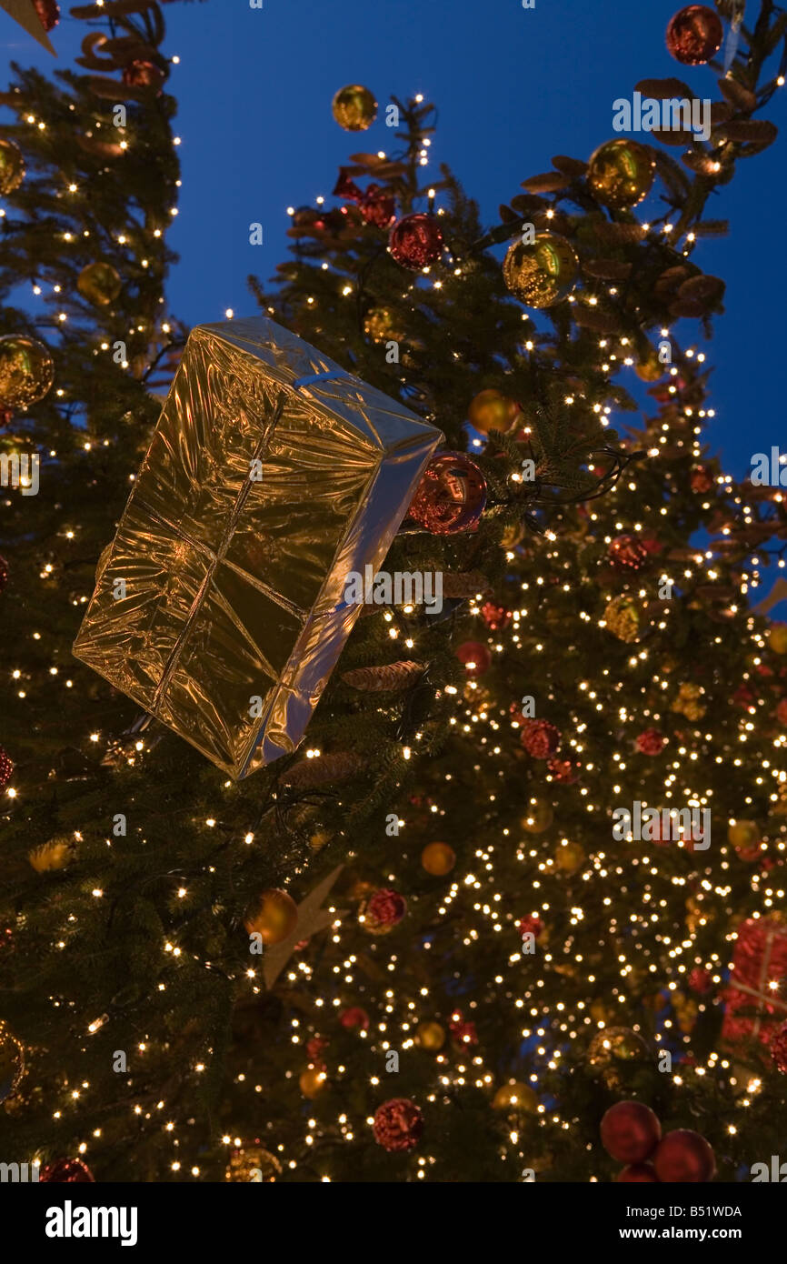 large Christmas tree illuminated Stock Photo - Alamy
