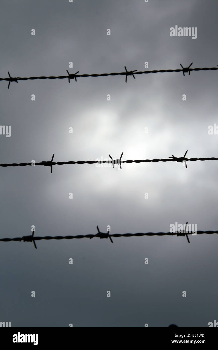 Gate barbed wire night hi-res stock photography and images - Alamy