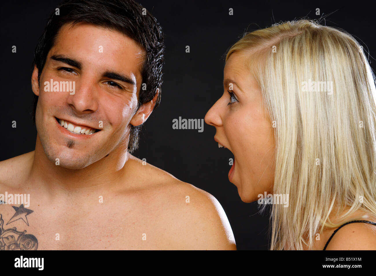 young woman crying at man Stock Photo - Alamy