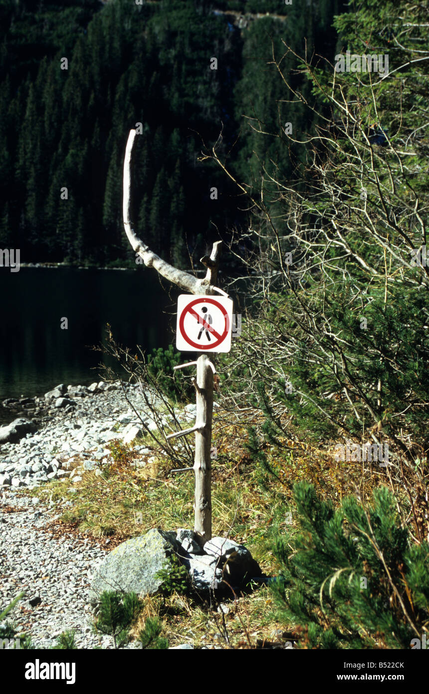 End of path sign, Morskie Oko, Tatra Mountains, Poland Stock Photo - Alamy