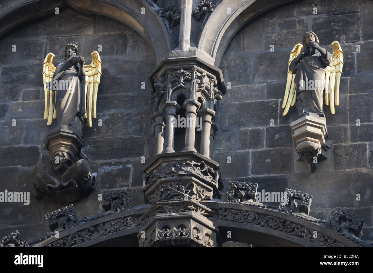 Statues of Angels on Powder Gate, Prague,Czech republic Stock Photo - Alamy