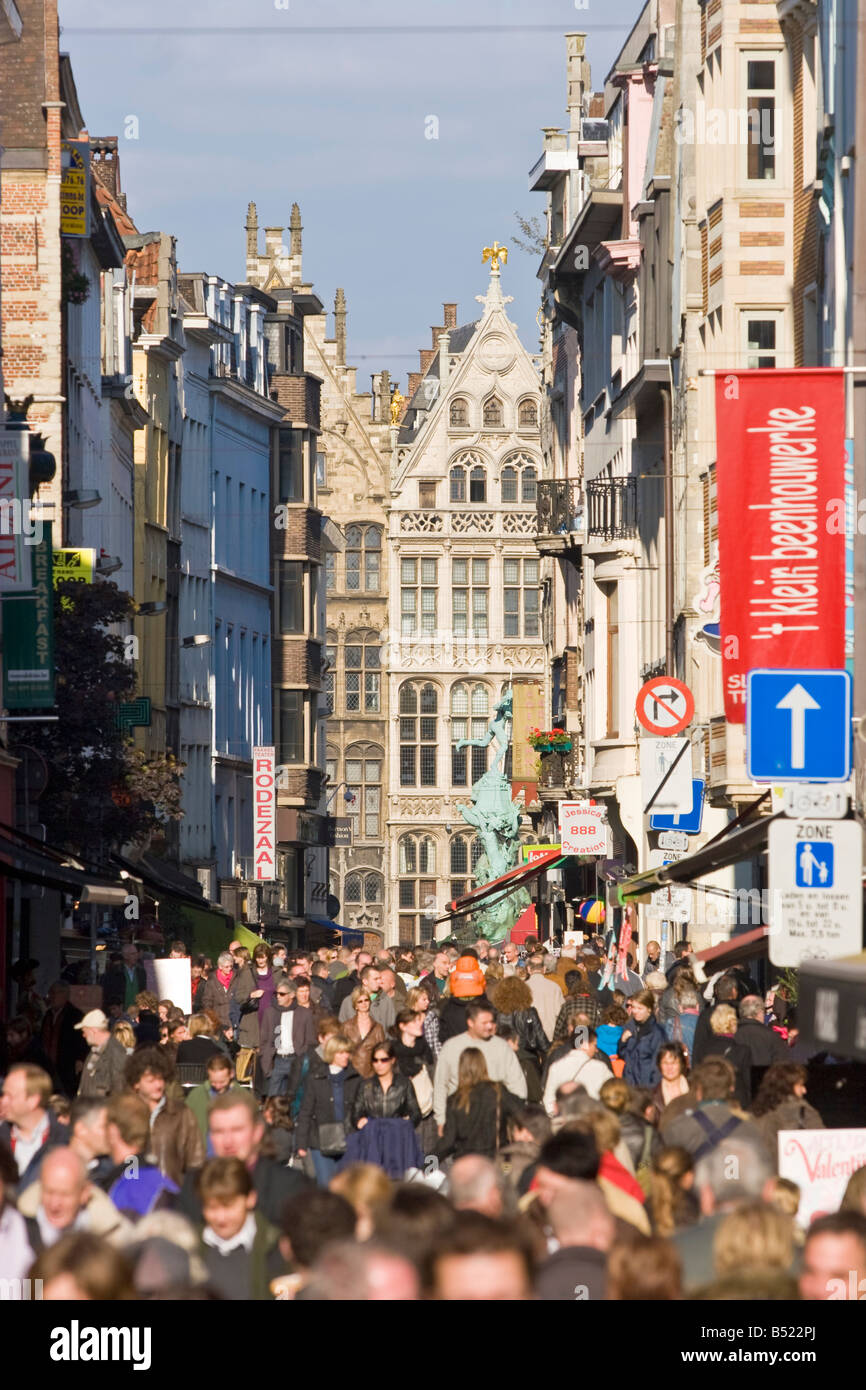 Crowded street in old town of Antwerp, Belgium Stock Photo - Alamy