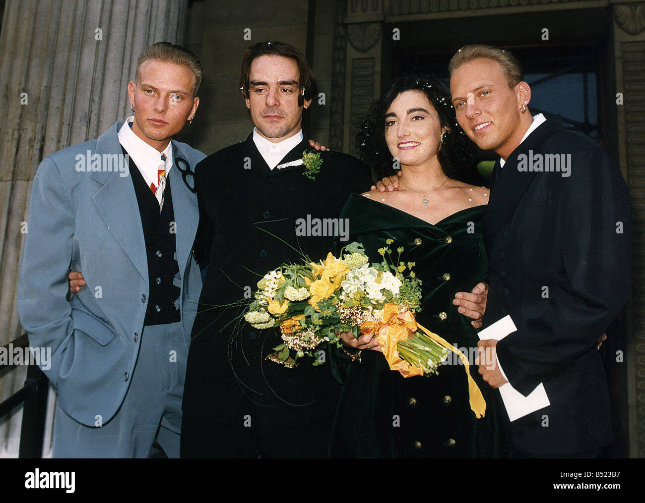 Bros pop group at their managers wedding Stock Photo - Alamy
