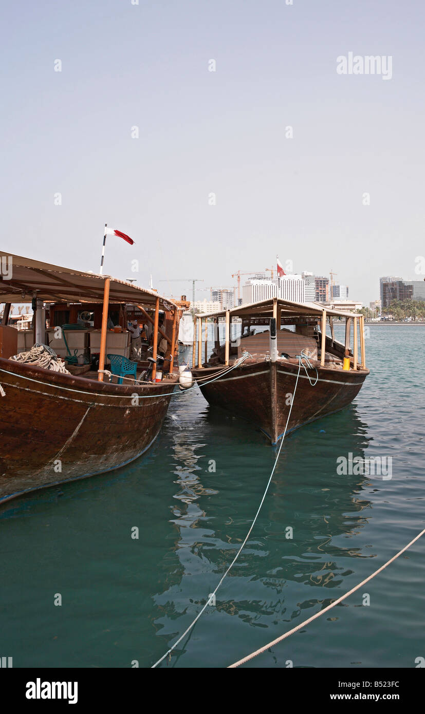 Doha fishing dhows at the old Dhow harbour Stock Photo - Alamy