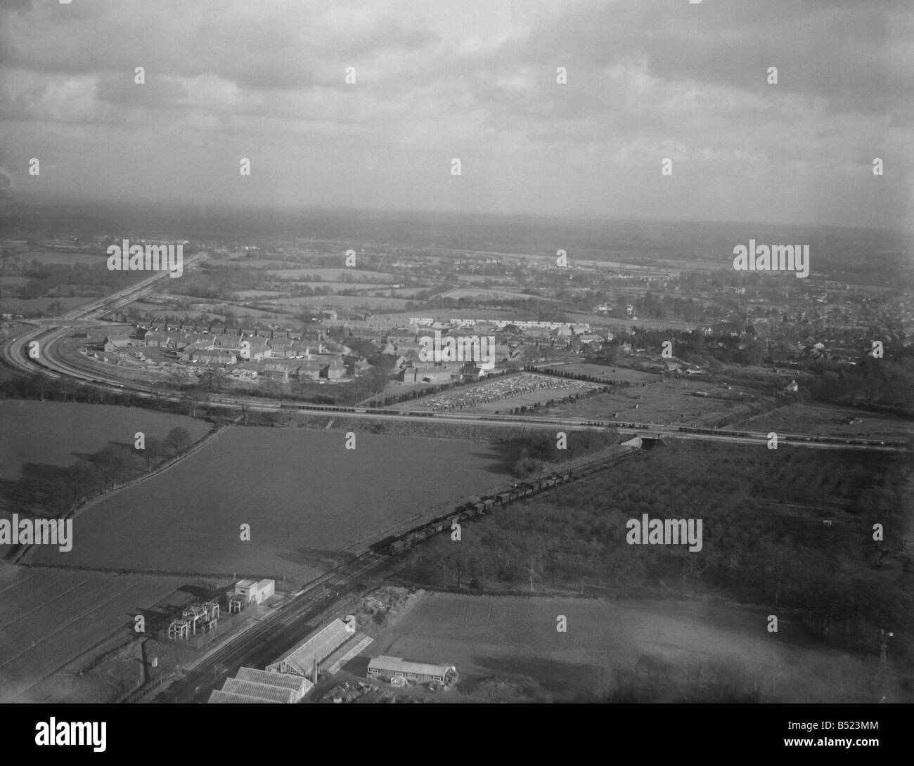 Aerial view of the new town Crawley Sussex. 1950;Princess Elizabeth ...