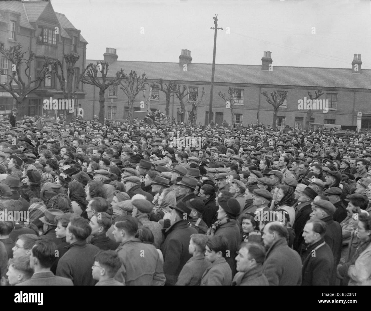 Crowds listening to Mr Attlee. speaking in he Market Square at ...