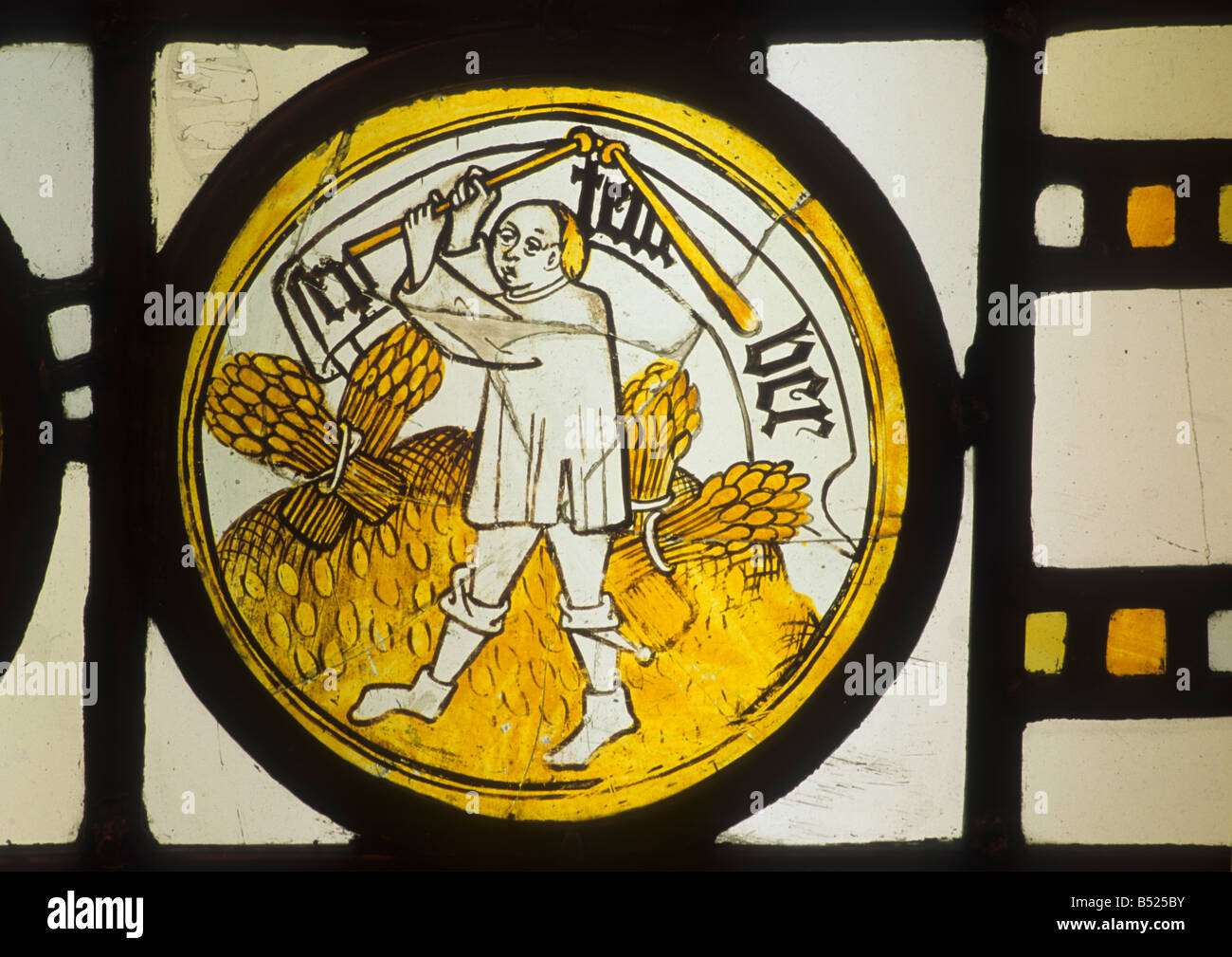 Stained Glass Roundel Labour of the Month September Threshing with ...