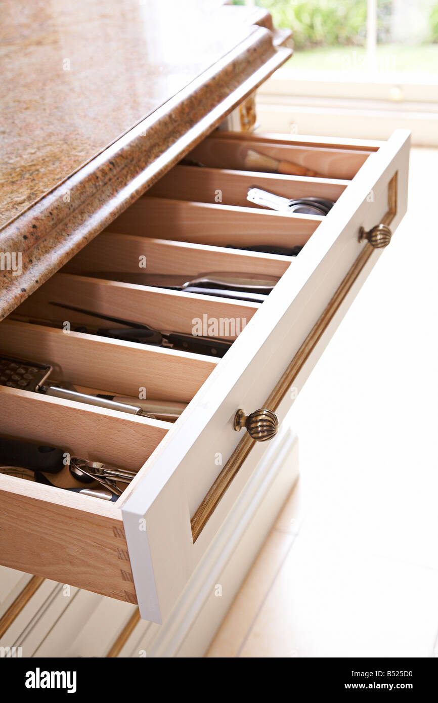 Kitchen drawer open details hi-res stock photography and images - Alamy