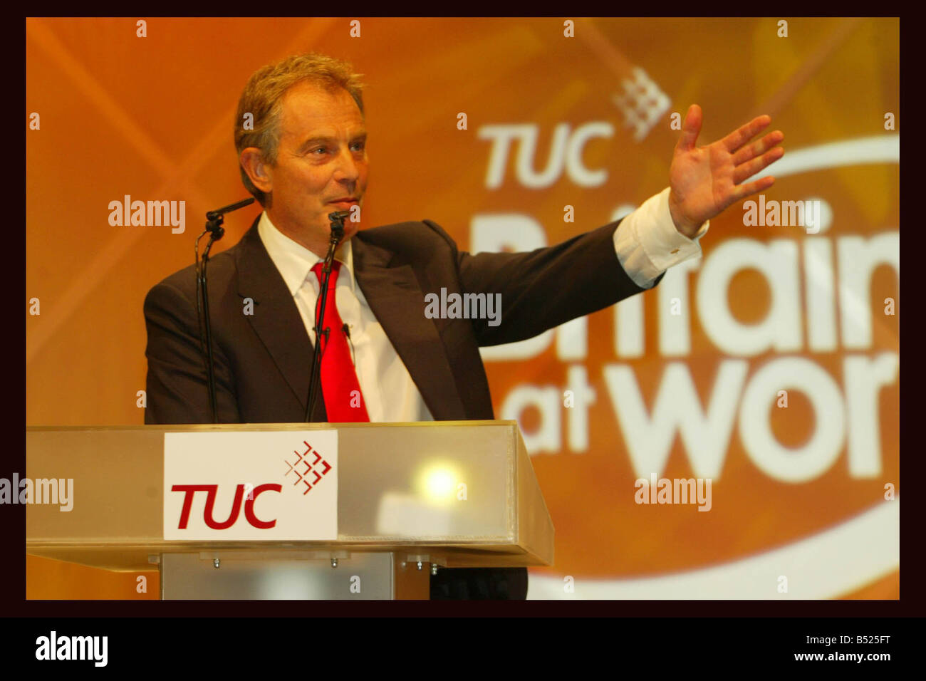 Tony Blair prime minister at the TUC conference in Brighton today ...