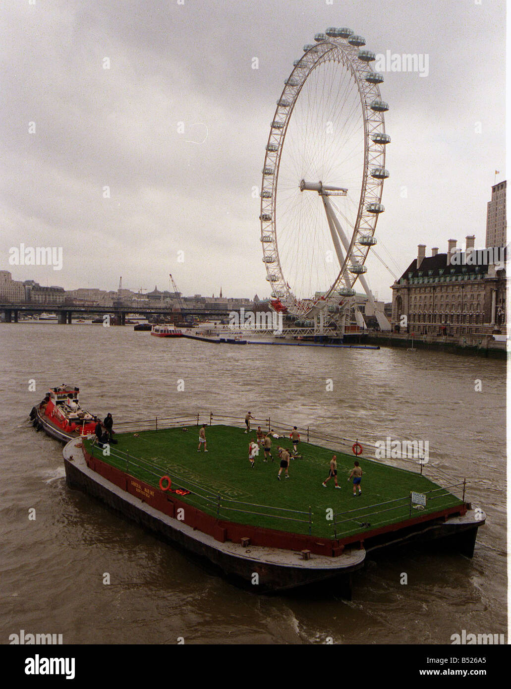 The first football match to be played on the River Thames since the ...