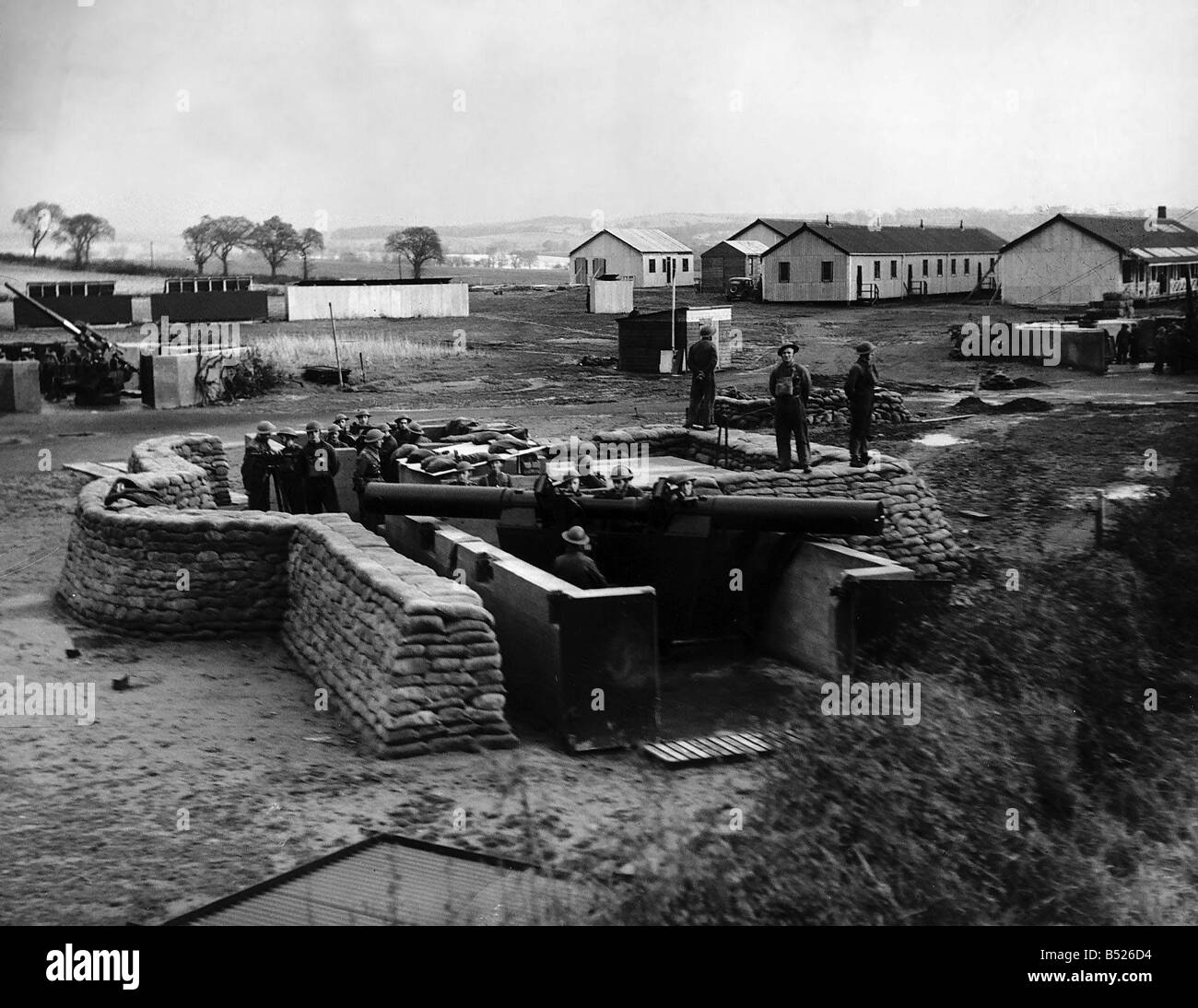 World War Two An anti aircraft gun emplacement in Scotland 1939 Stock ...