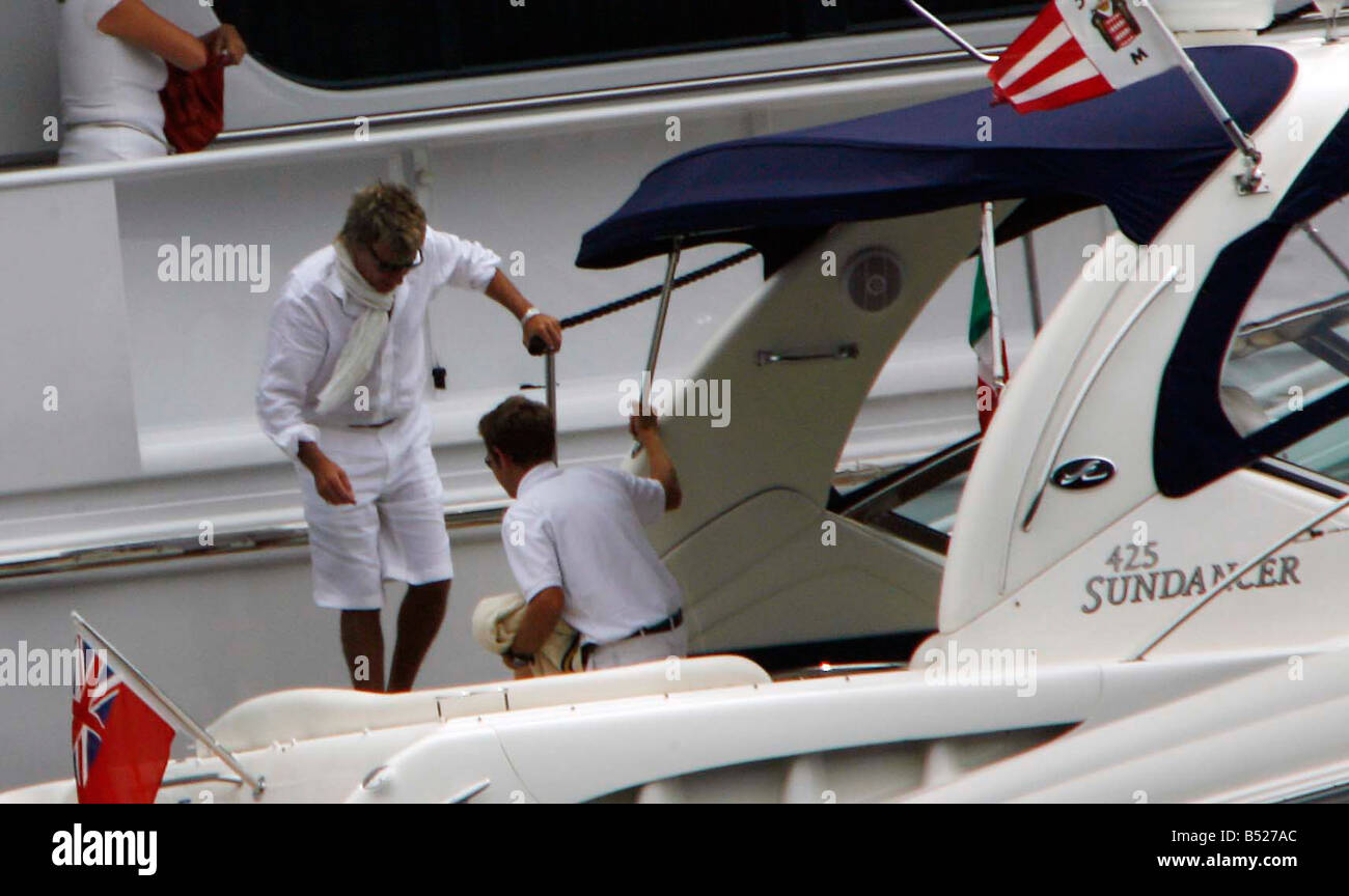 Rod Stewart and Penny Lancaster on board the yacht Lady Ann Magee off ...