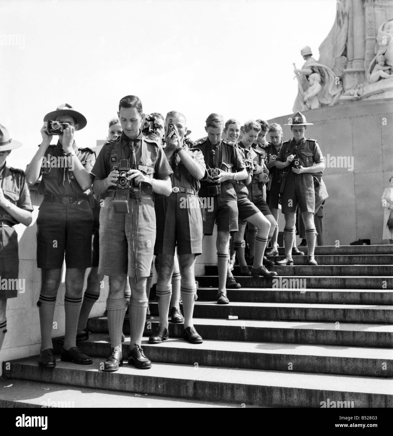 Coronation 1953. Australian Queen Scouts seen outside Buckingham palce ...