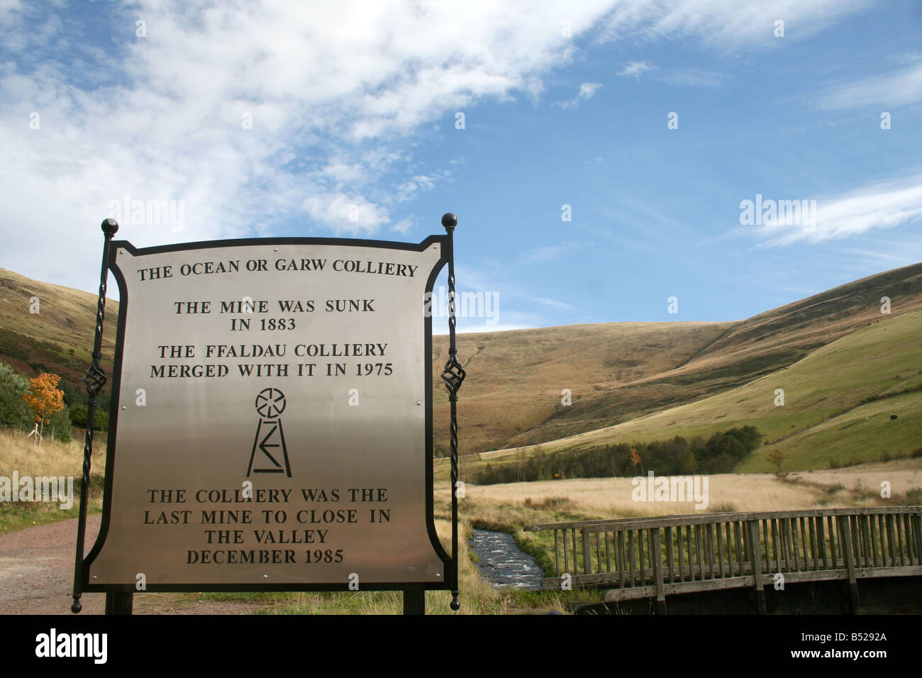 Colliery sign Garw or Ocean Colliery Blaengarw Garw Valley Mid ...