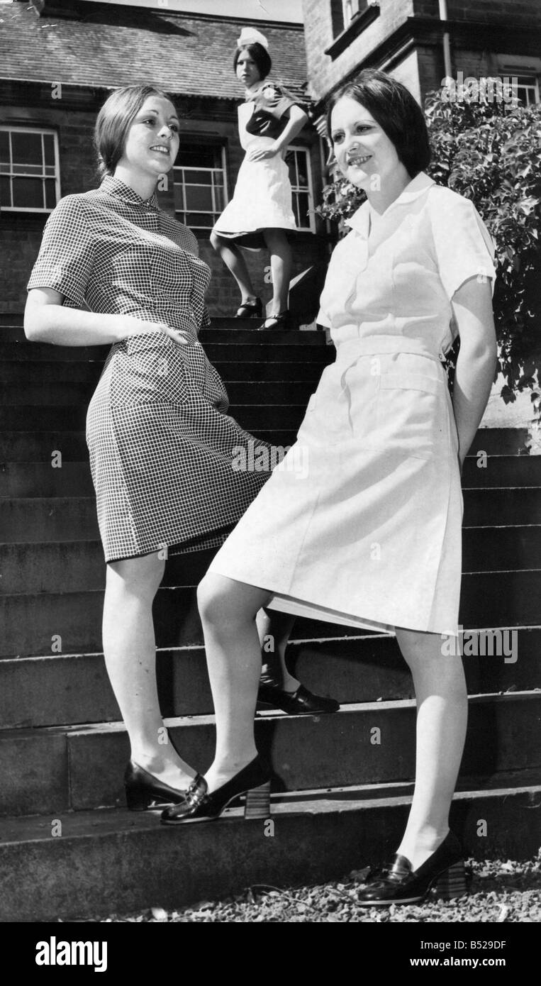 Old and new nurses uniforms modelled by Shirley Smith background and ...