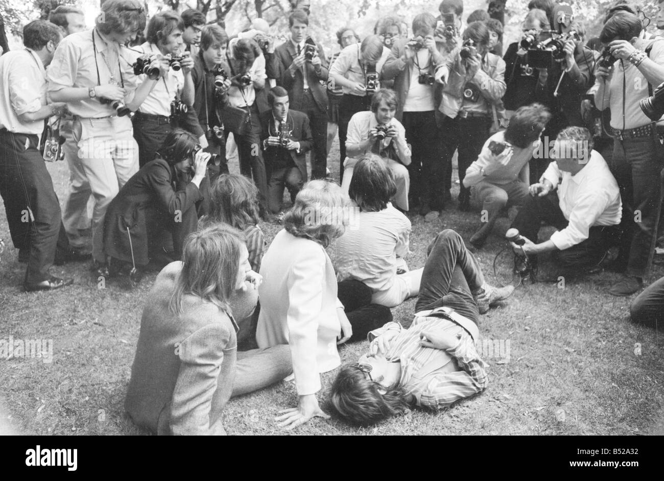 The Rolling Stones pop group 1969 Mick Jagger and Keith Richards in ...