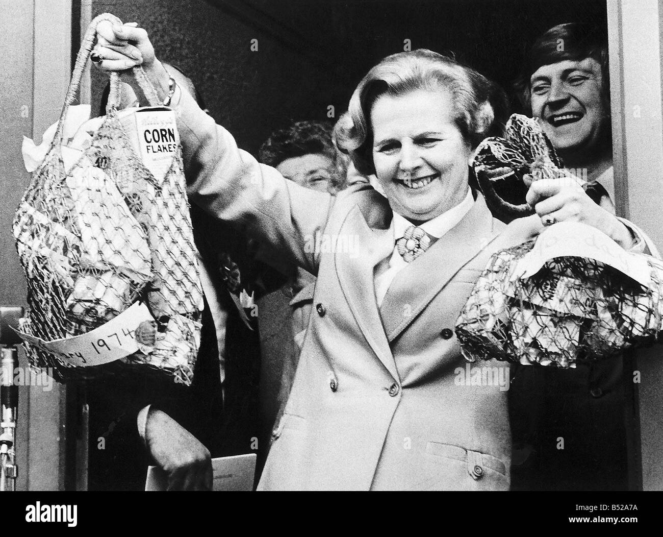 Margaret Thatcher MP with shopping bags 1979 Stock Photo - Alamy