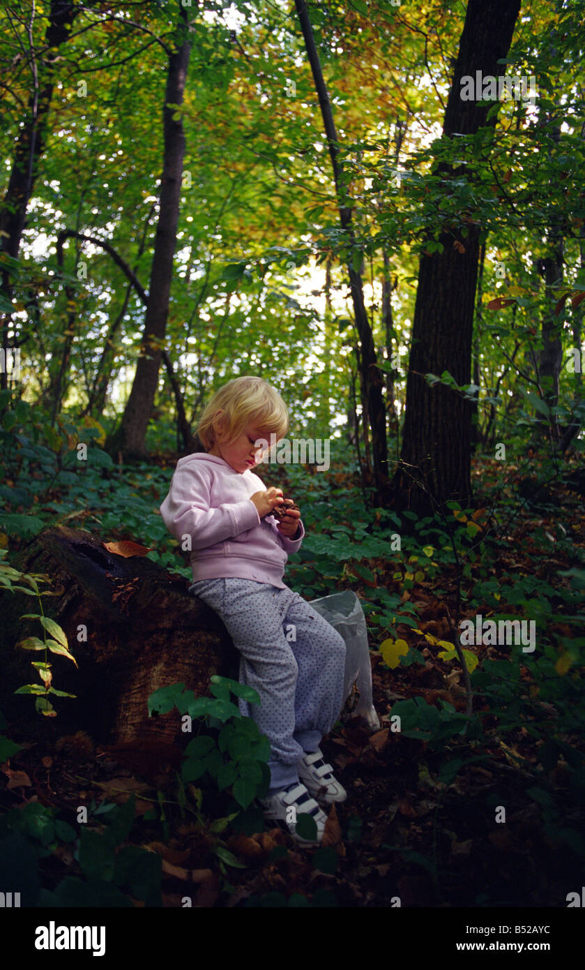 Toddler play in the forest Stock Photo - Alamy