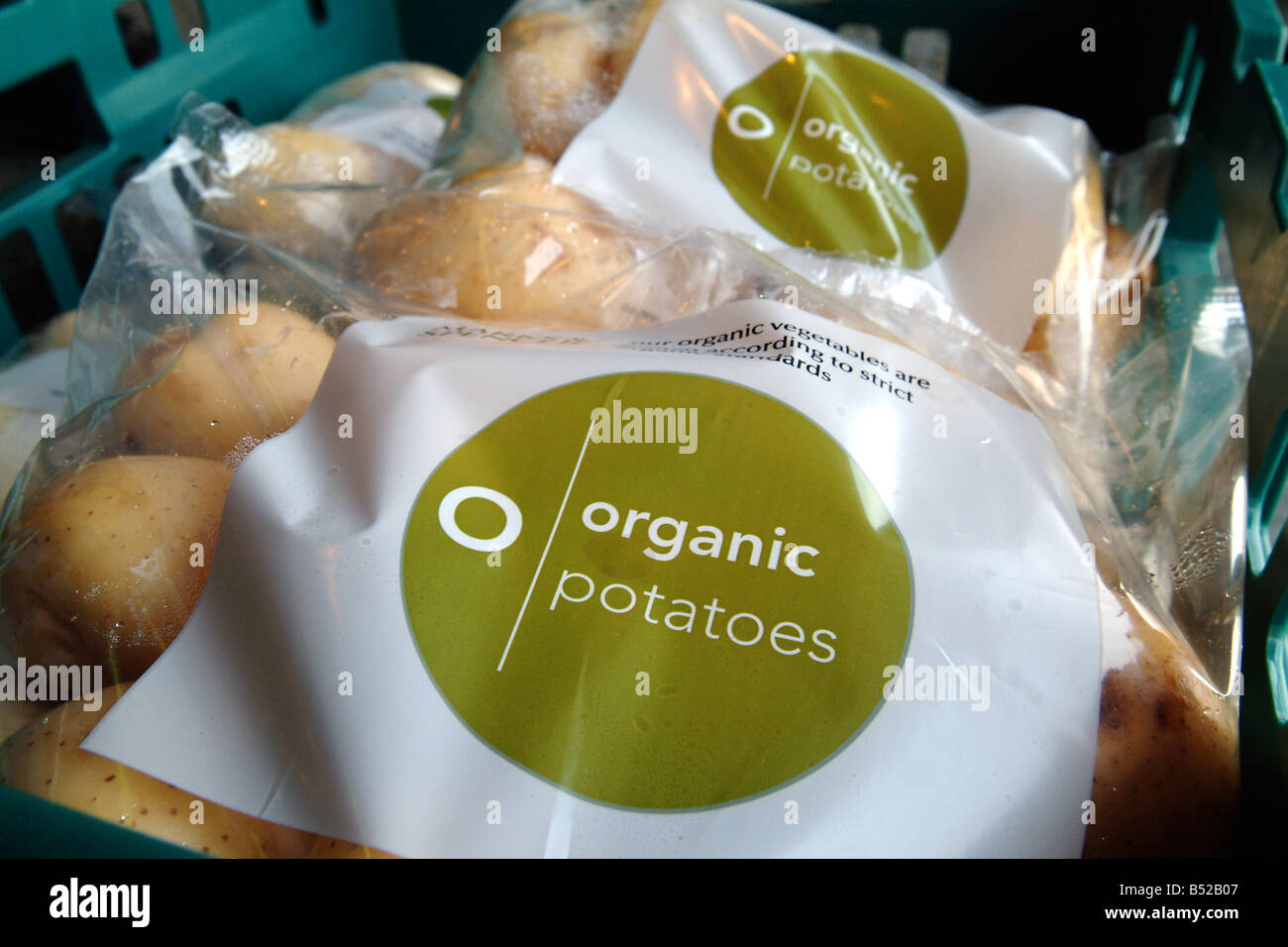 Marks and Spencer organic potatoes awaiting distribution from a central ...