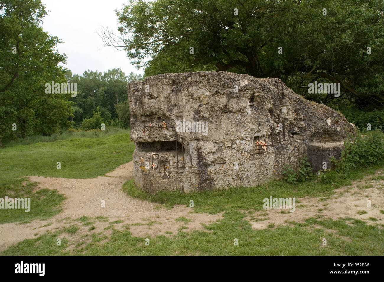 Remains of a First World War German pill box on Hill 60 near Ypres ...