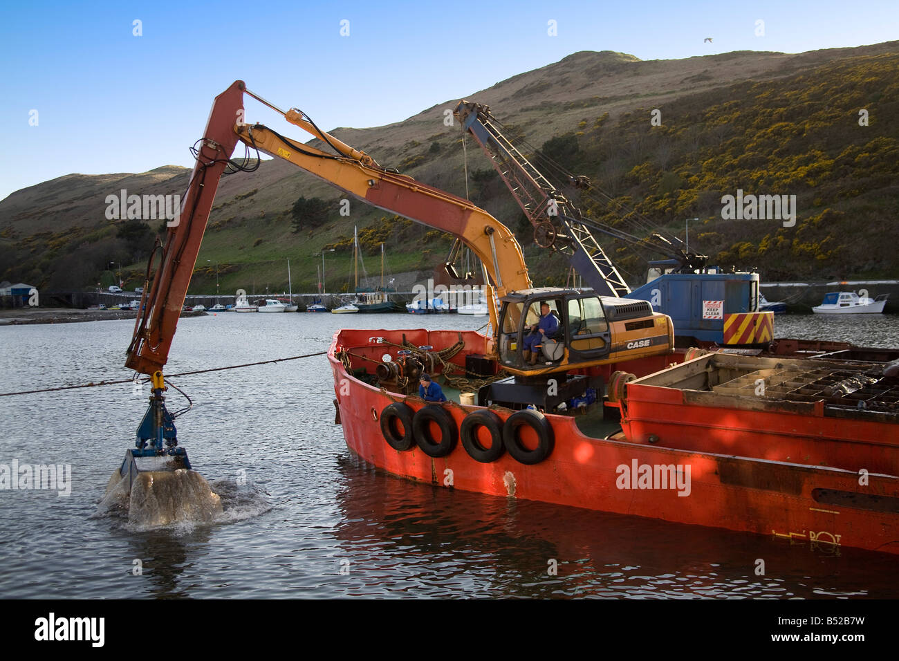Dipper Dredger in action, Peel harbour Isle of Man.Horizontal 83186 ...