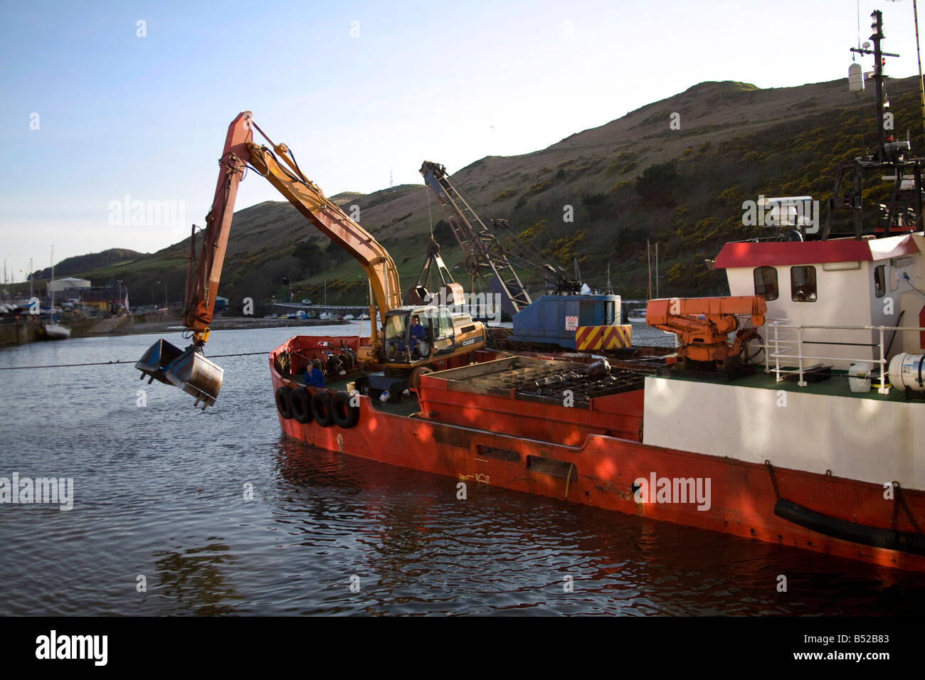 Dipper Dredger in action, Peel harbour Isle of Man.Horizontal 83182 ...