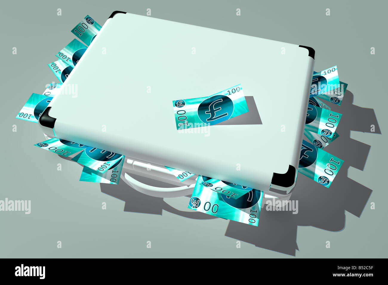 Suitcase Full Of Pound Notes Stock Photo - Alamy