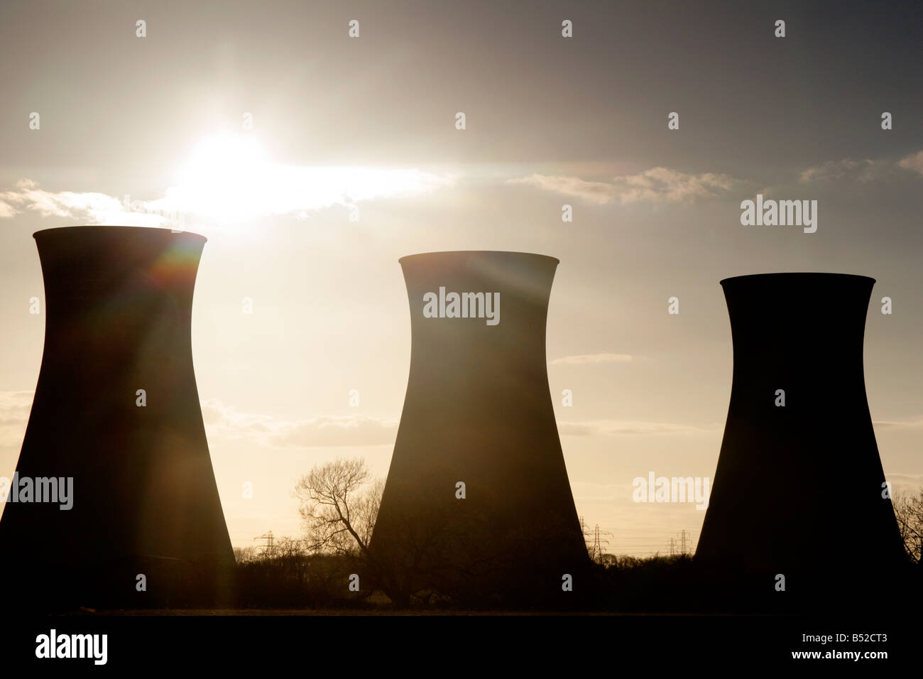 Cooling towers at sunset, England, UK Stock Photo - Alamy