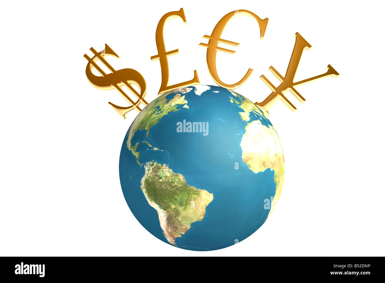 Planet With World Currency Symbols Stock Photo - Alamy
