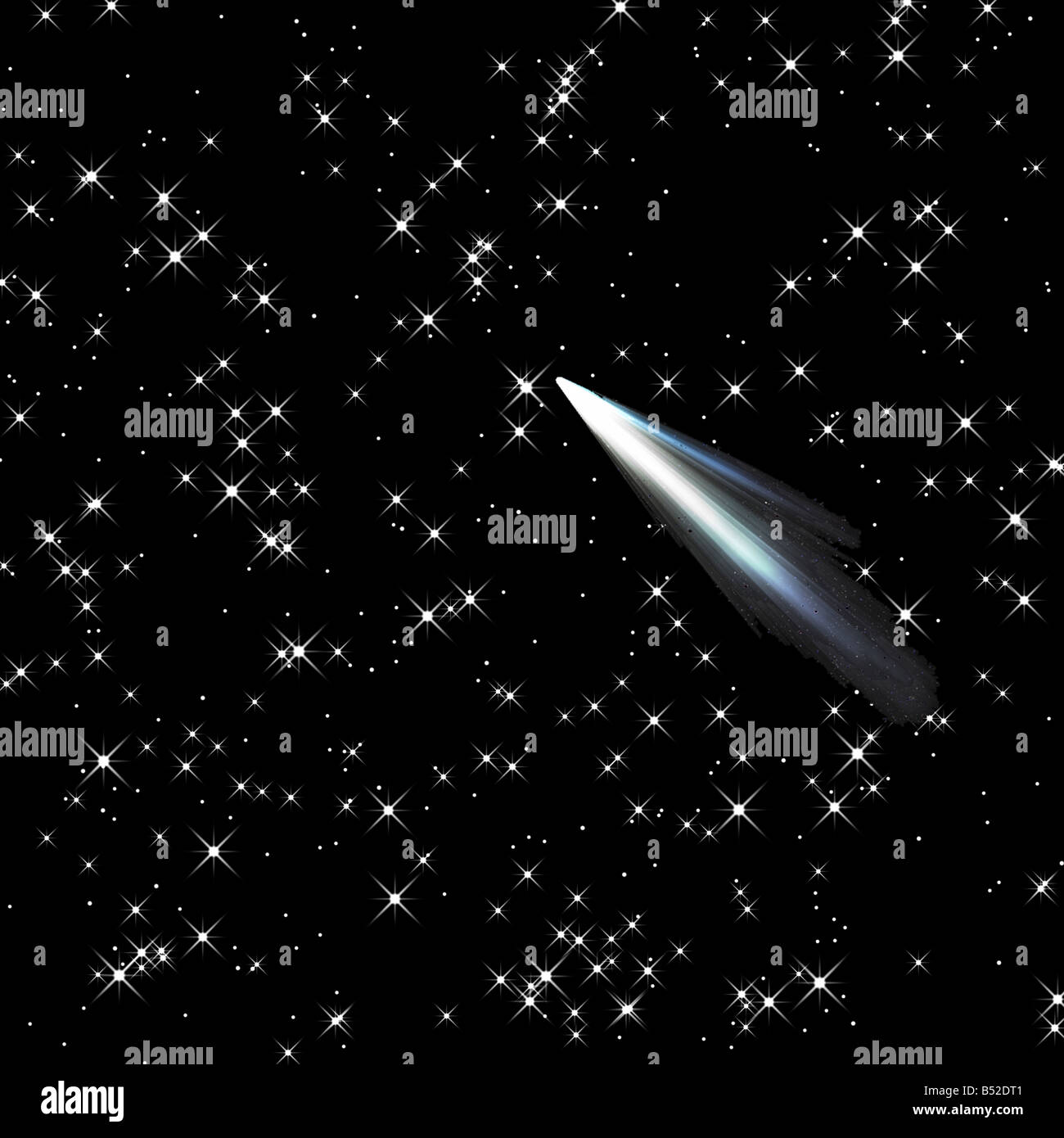 large comet flying across starry sky Stock Photo - Alamy