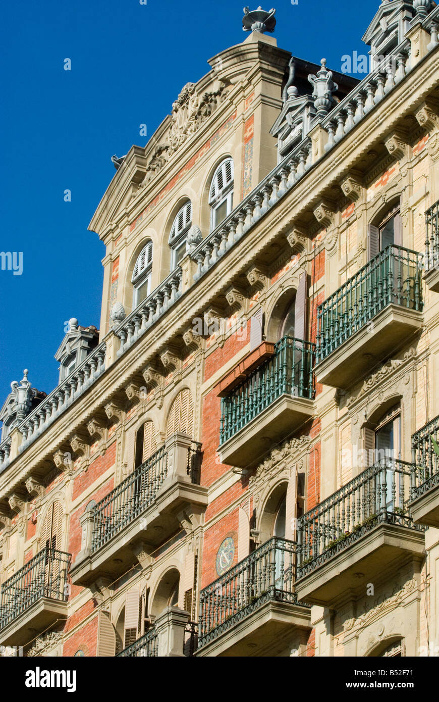 Building detail at Plaza del Castillo, Pamplona, Navarre, Spain Stock ...